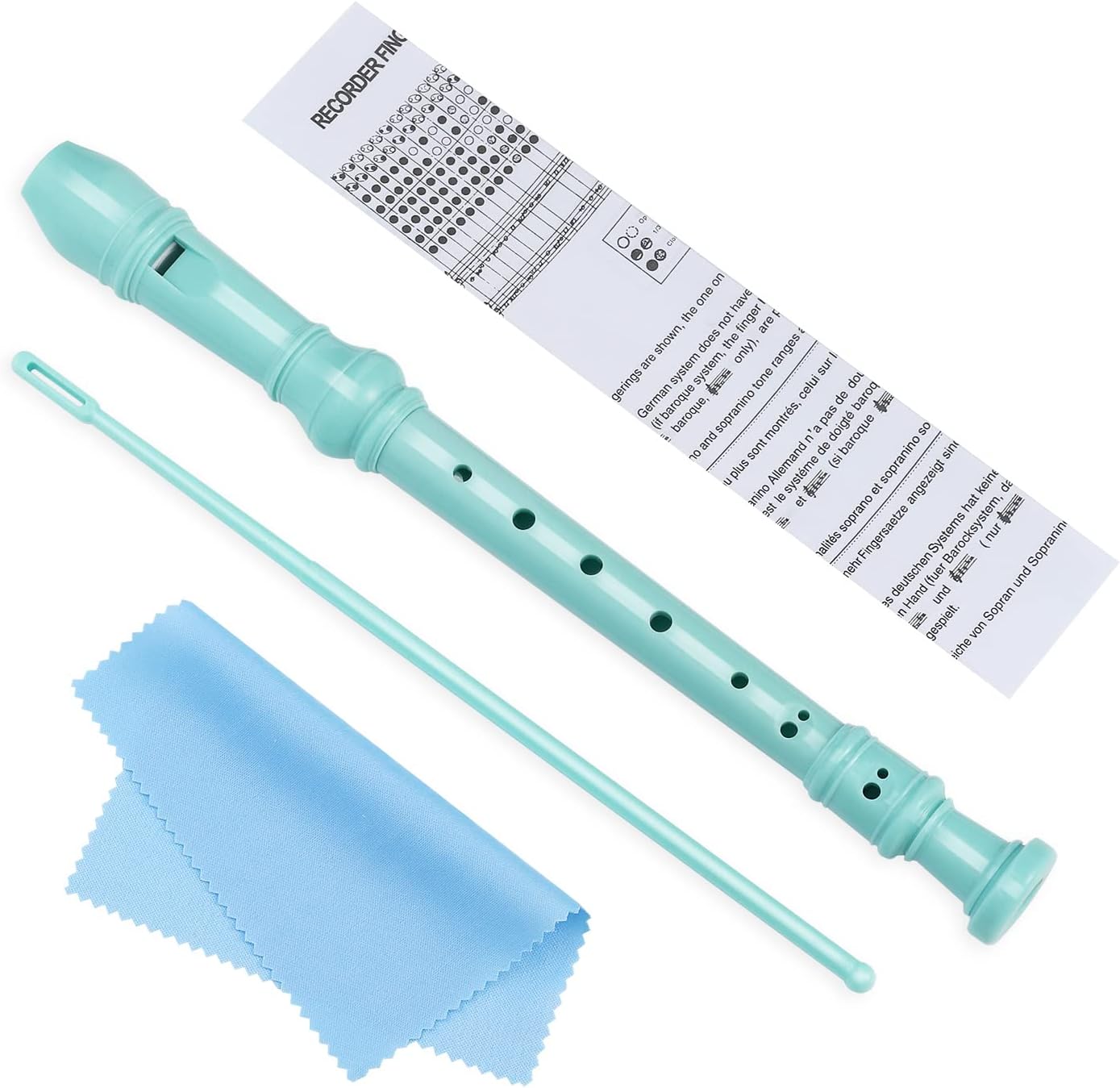 TIGER REC7-GR Descant/Soprano School Recorder with Bag, Cleaning Rod ...