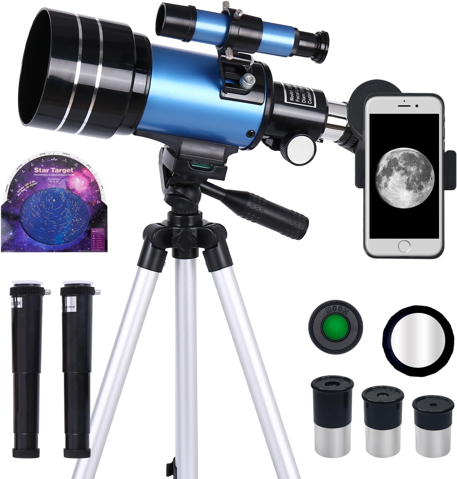 Telescopio para adultos y niños, telescopio refractor de astronomía ...