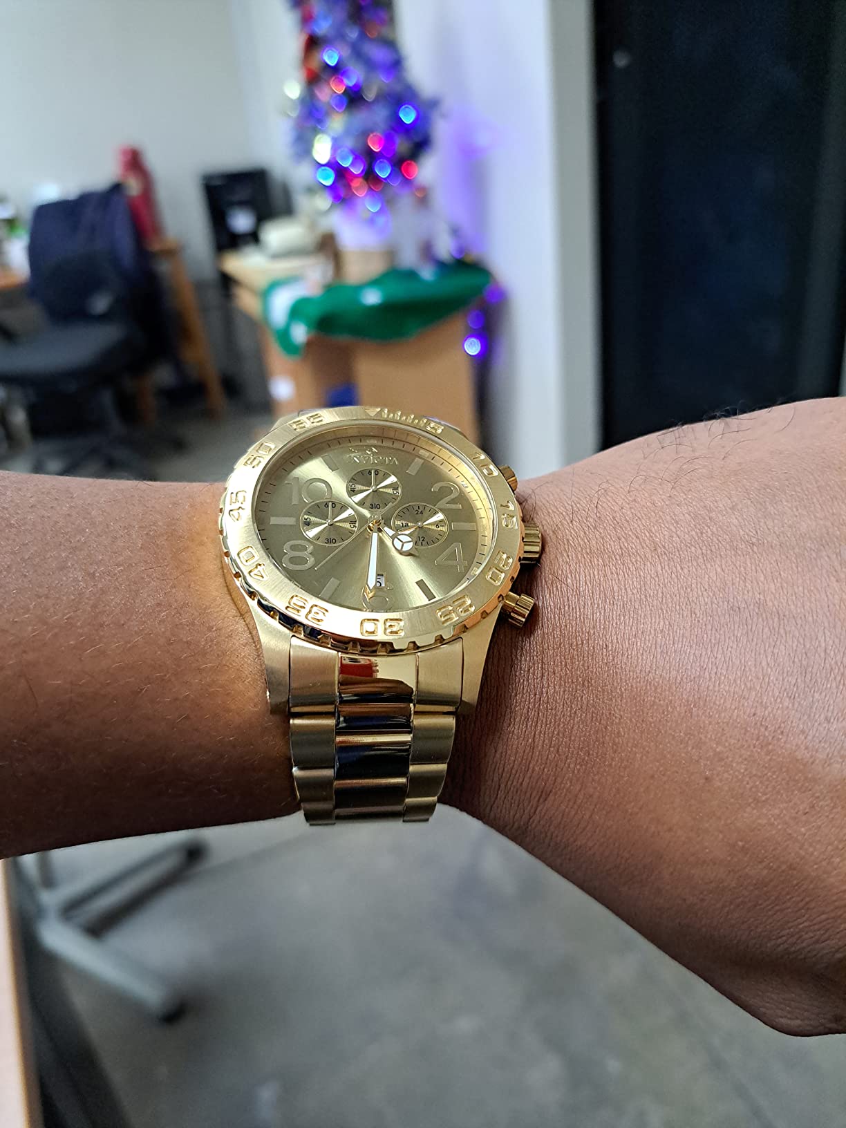 $17/mo - Finance Invicta Men's 1270 Specialty Chronograph Gold Dial 18k ...