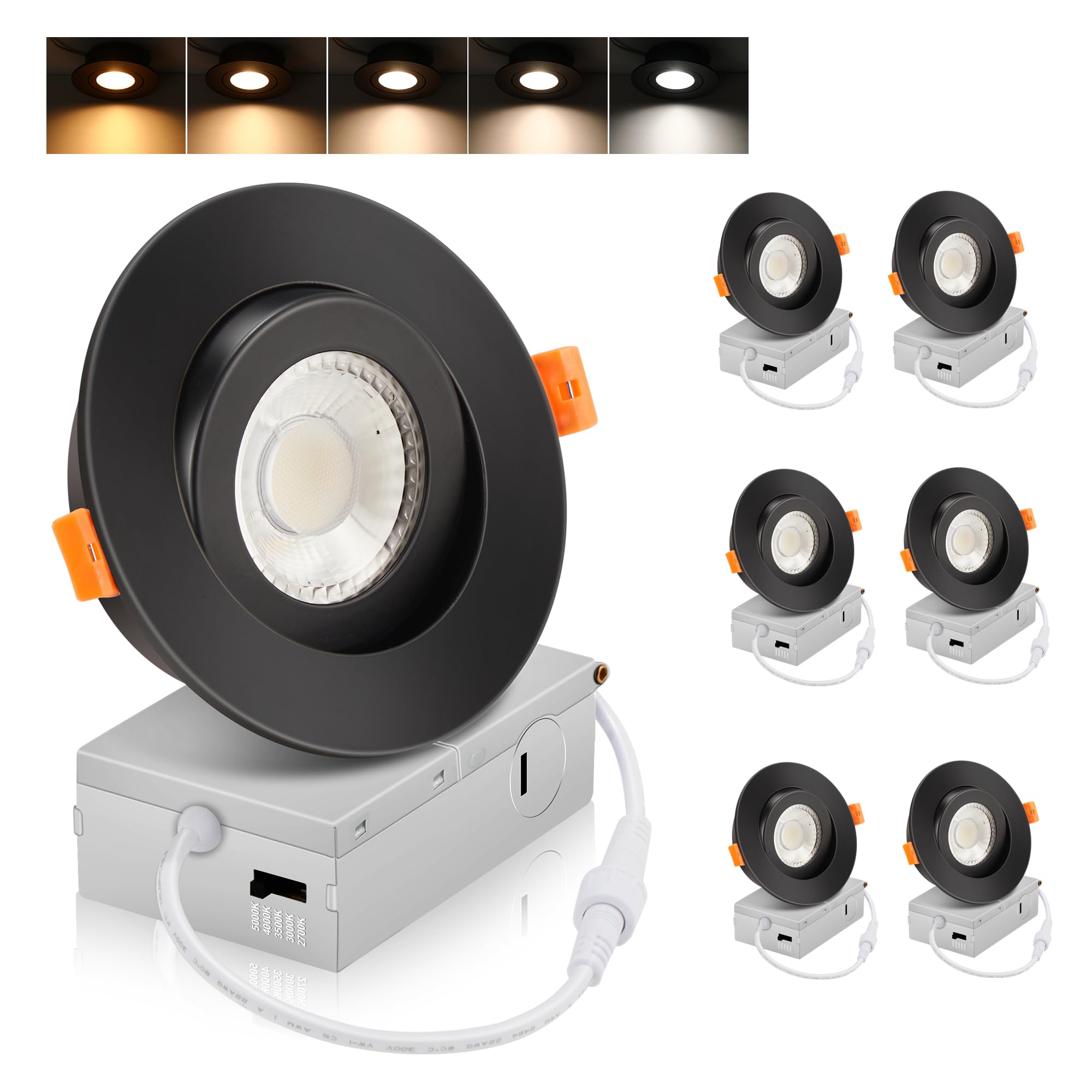 Cloudy Bay Eyeball 5 Color 4 inch Gimbal LED Recessed Light with ...