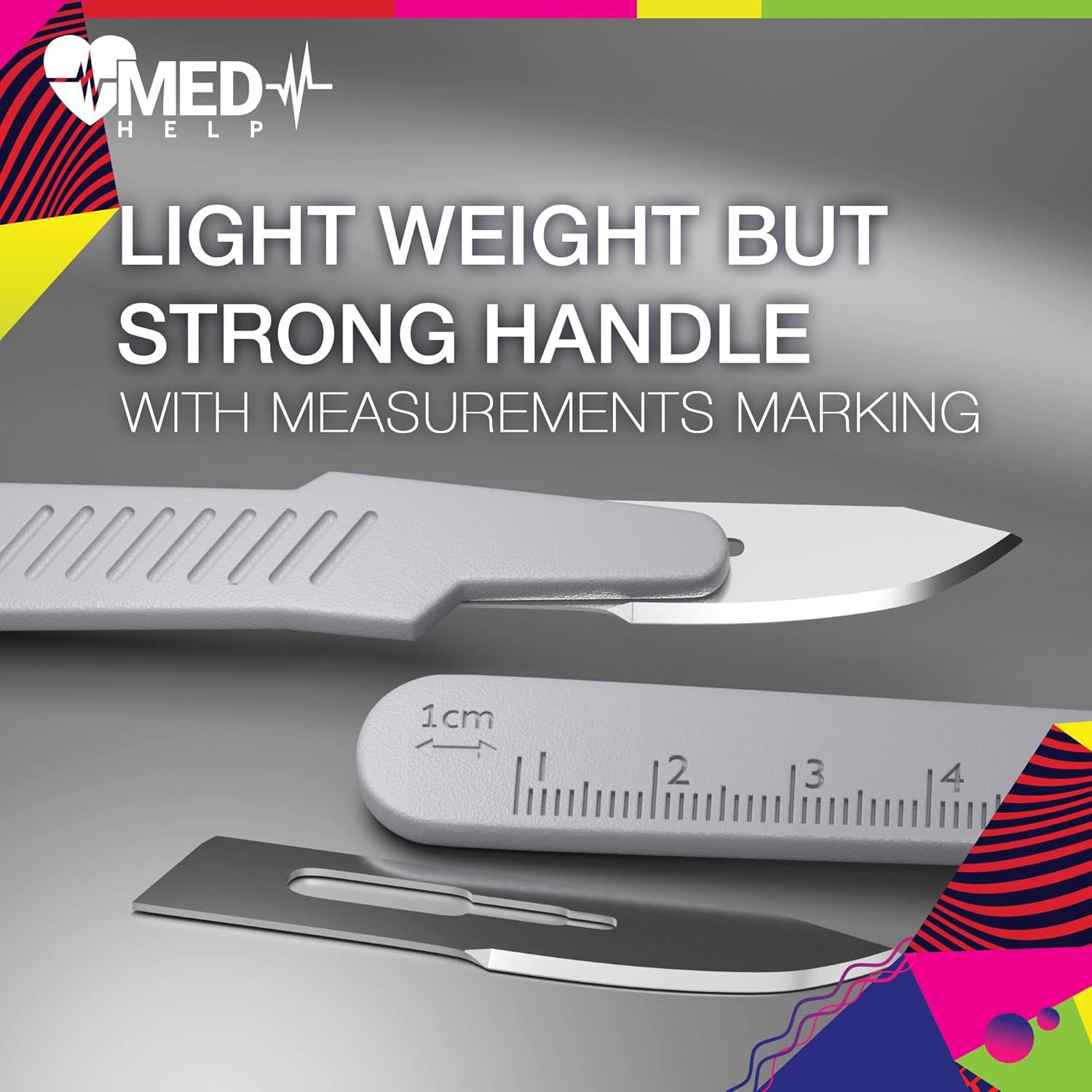 MedHelp Bisturí desechable 10 cuchillas de bisturí con mango de plástico cuchillas Dermablade de ...