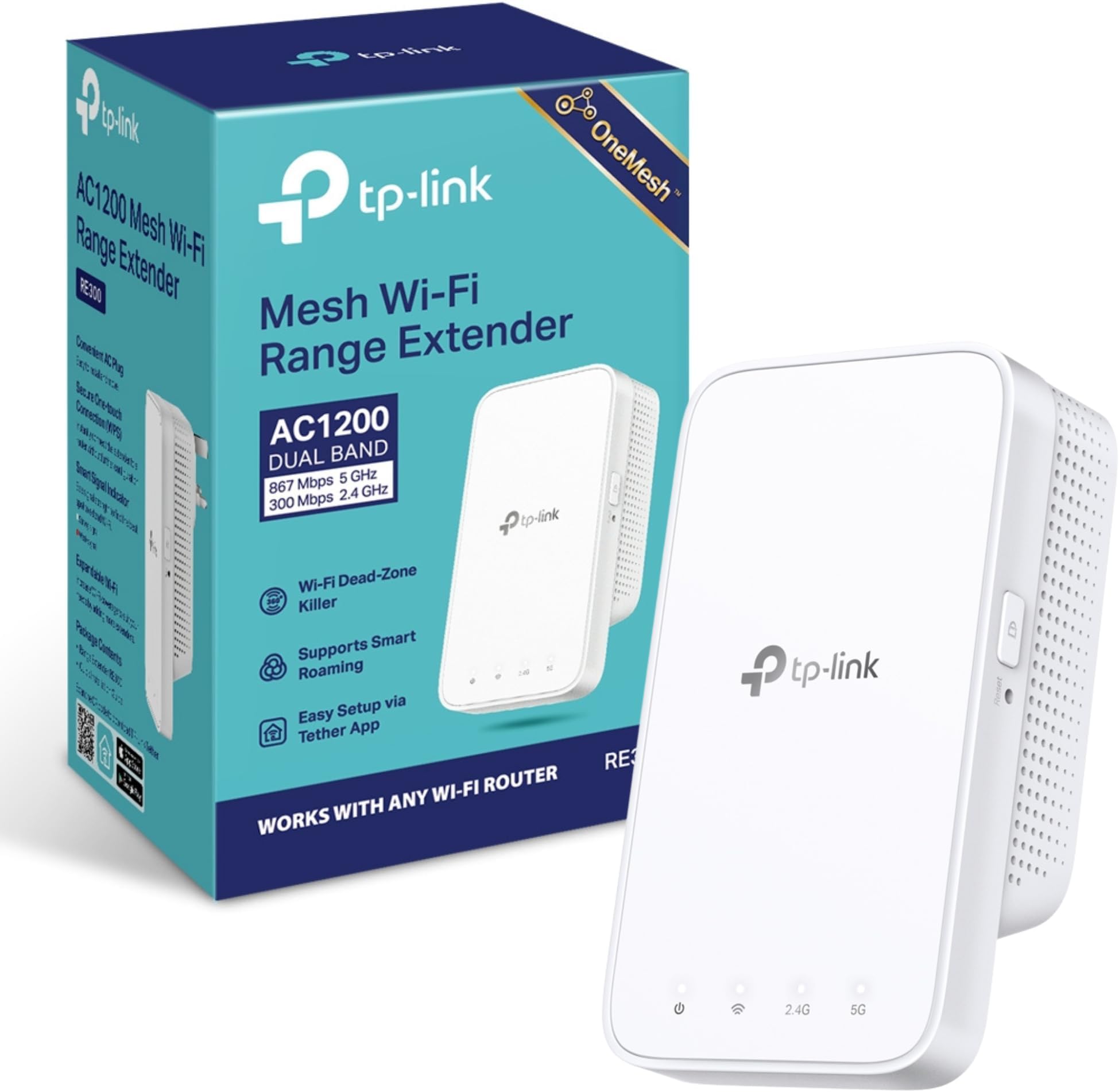 TP-Link RE300 AC1200Mbps WiFi Extender Booster Dual Band, EasyMesh ...