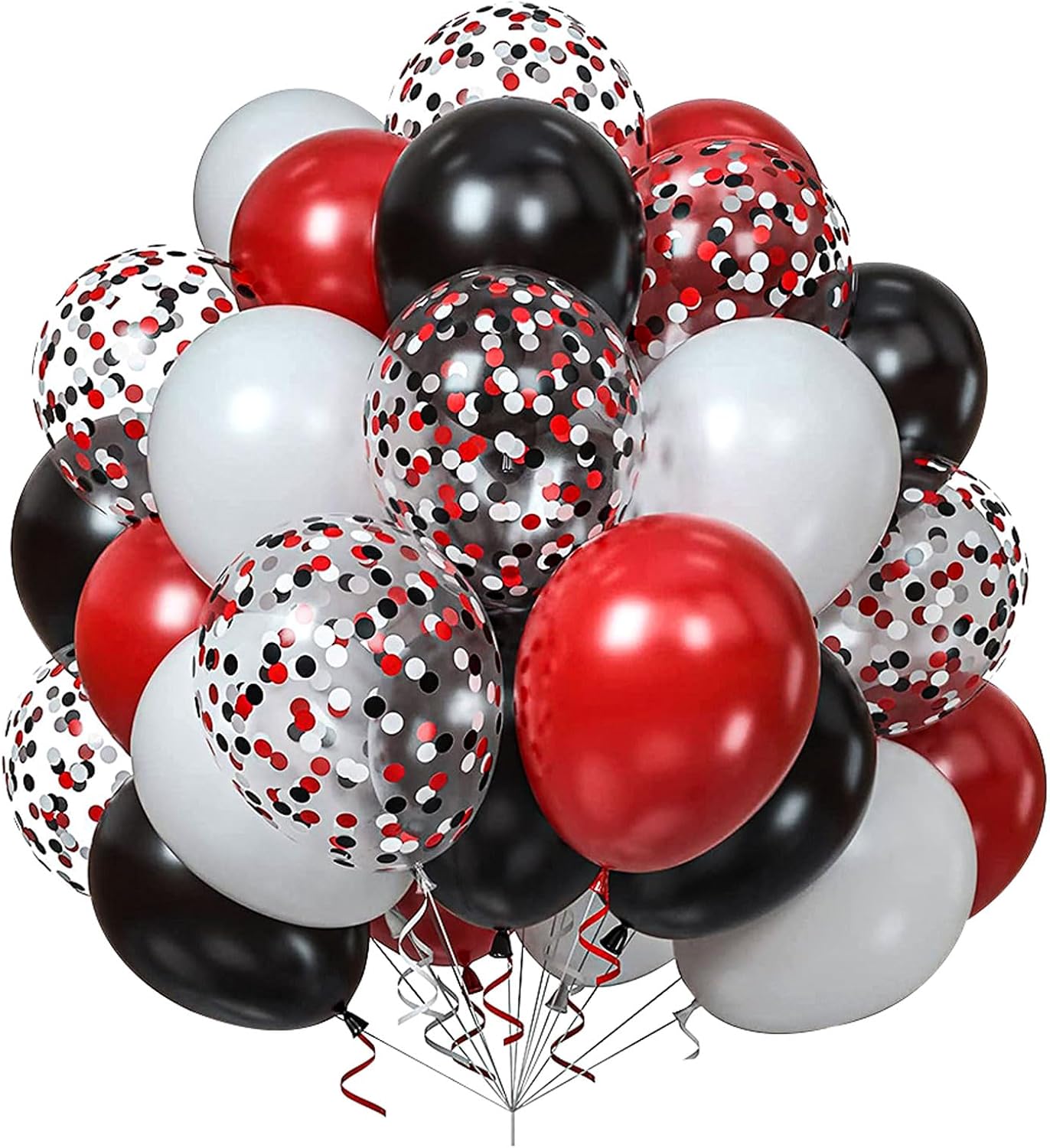 Amazon.com: Red Black White Balloons and Black Red Confetti Balloons ...