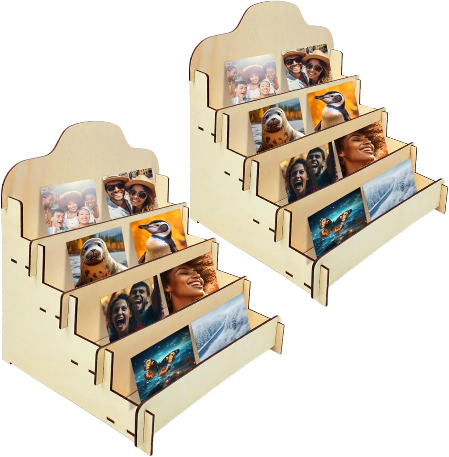 2pcs 4 Tier Greeting Card Display Stands, Durable Wooden Stickers ...
