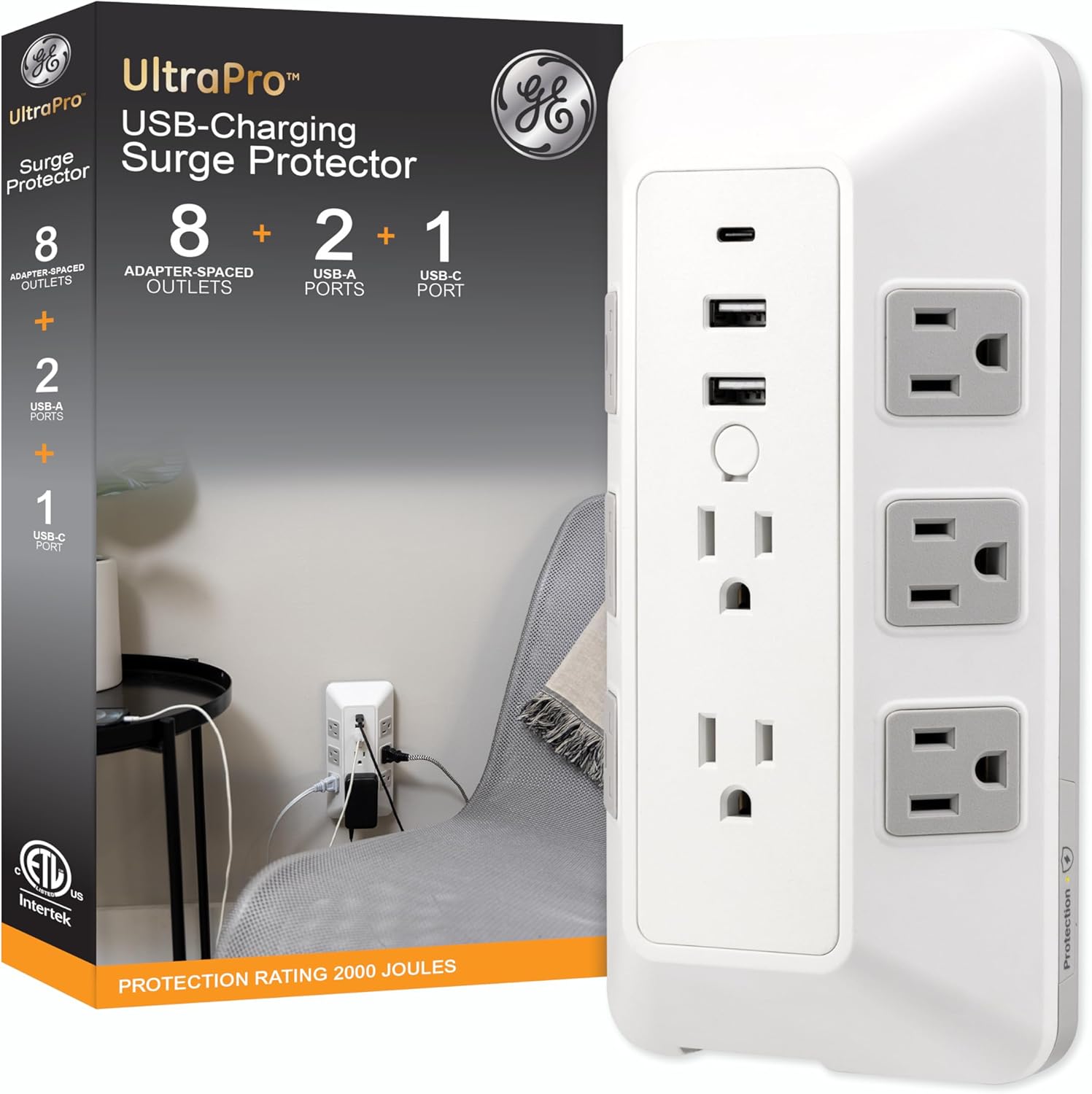 Amazon.com: GE 8-Outlet Surge Protector with USB, Outlet Extender, 2 ...