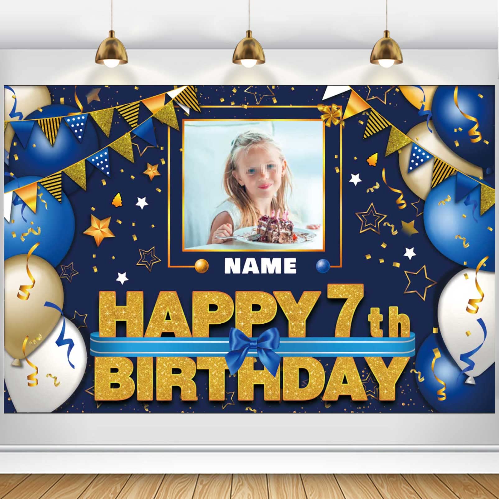 Amazon.com: Custom Happy 7th Birthday Decorations Banner - 7 Years Old ...