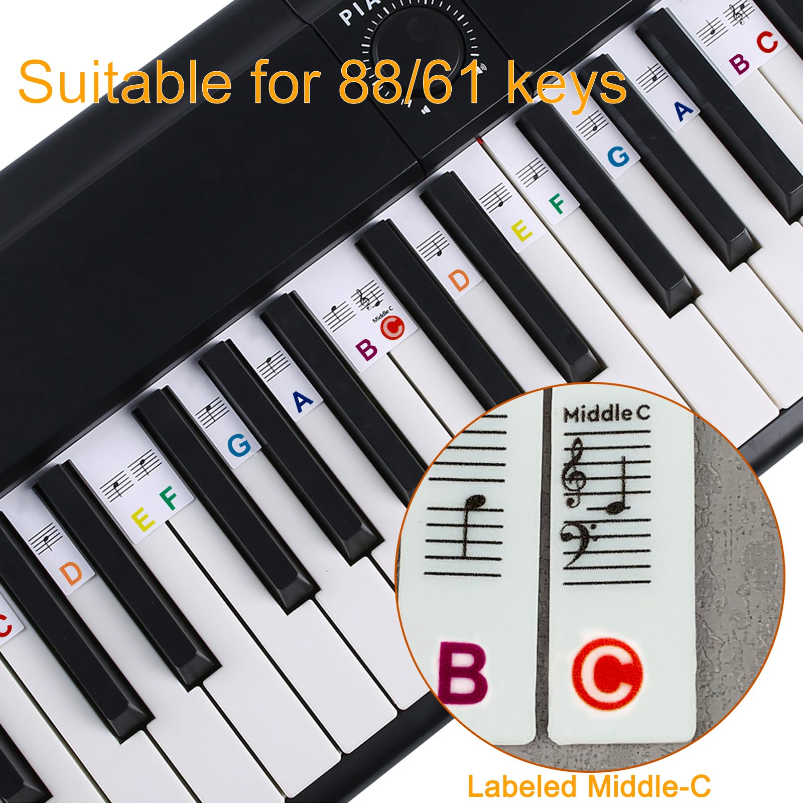 Snapklik.com : ZUFECY Piano Notes For Beginner, Removable 88-Key Full ...