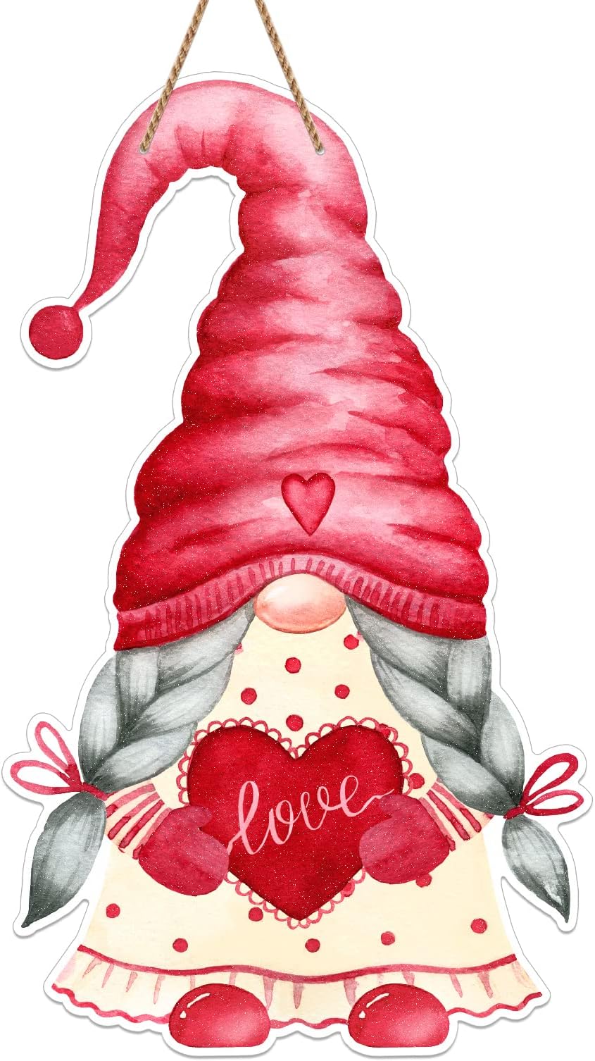 Amazon.com : Valentines Day Door Sign Decor Wood, LOVE Letters Gnome ...