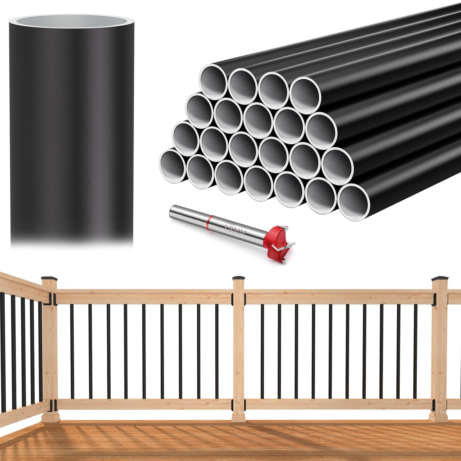 Snapklik.com : Toscoco 60 Pack 26" Thicker Aluminum Deck Balusters, 3/4 ...