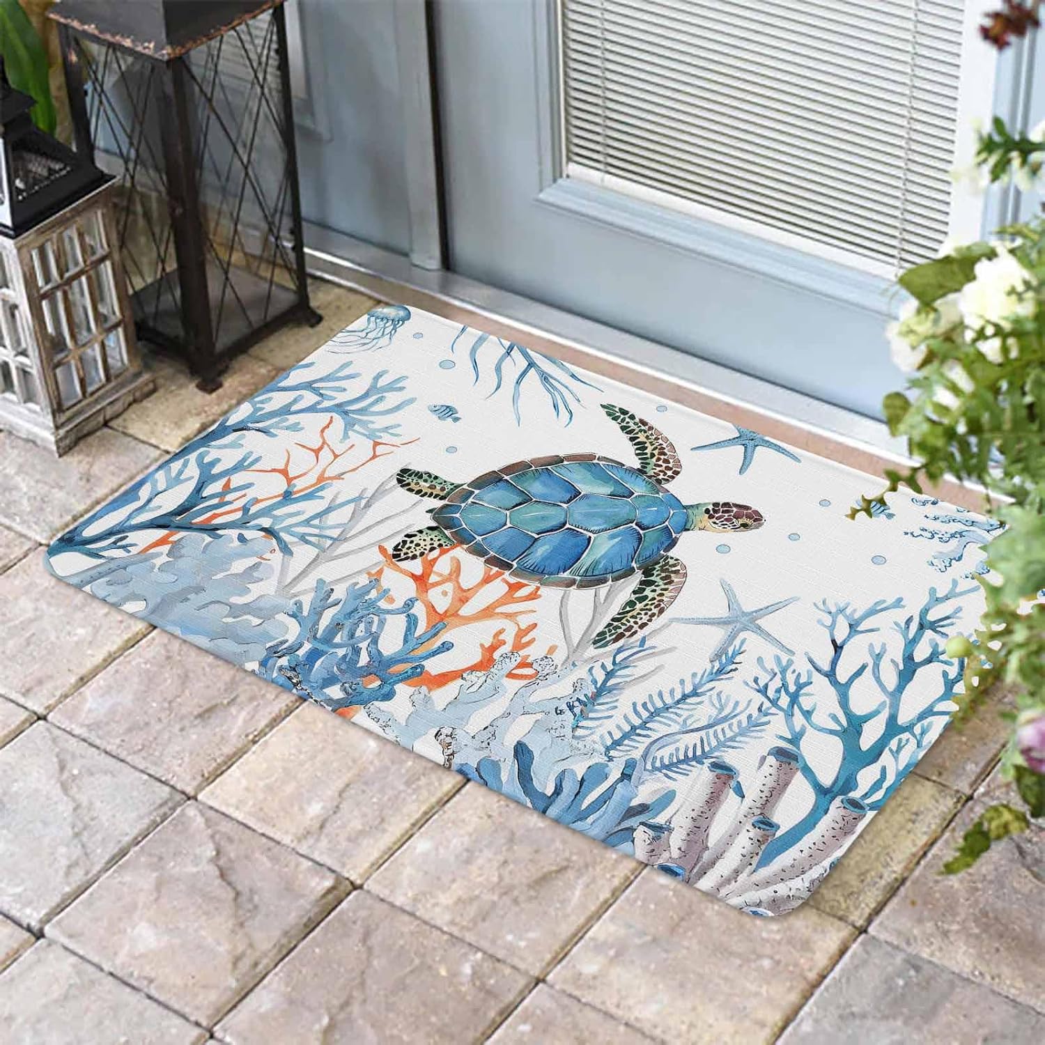 Amazon.com: Yaiikkvbaa Sea Turtle Coastal Front Door Mat Indoor Outdoor ...