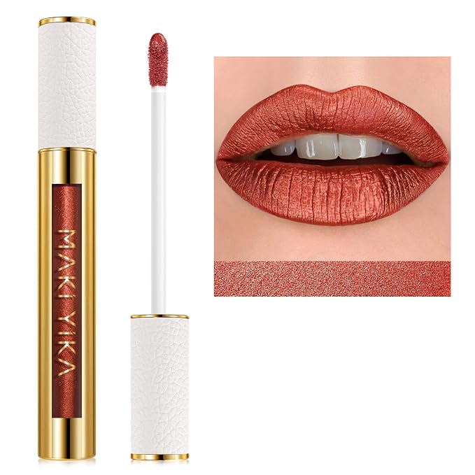 Amazon.com : MAKI YIKA Red Lipstick for Women Metallic Lipsticks ...