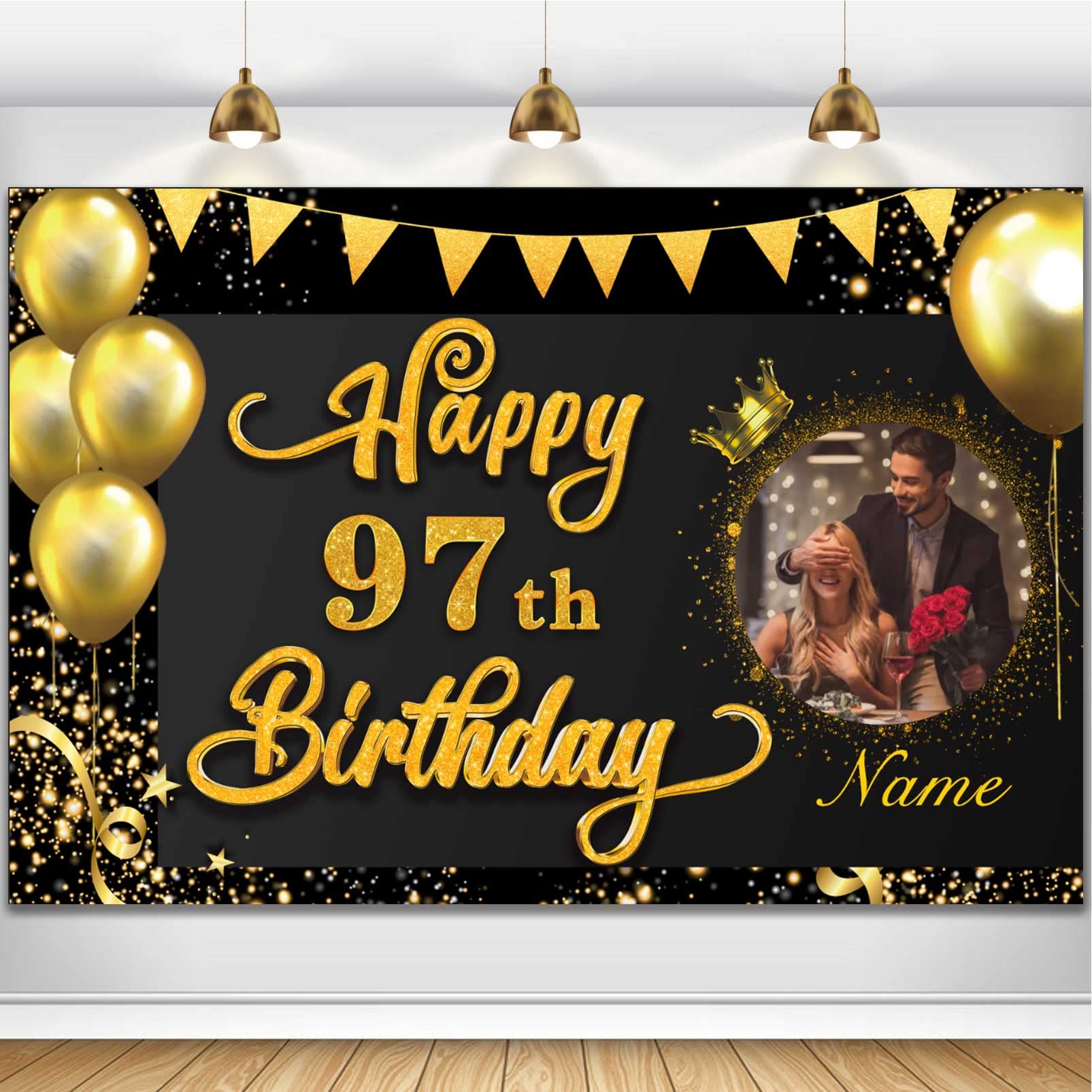 Amazon.com: Custom Happy 97th Birthday Decorations Banner -97 Years Old ...