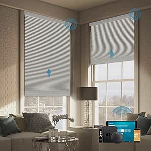 Amazon.com: WEFFORT Motorized Cellular Shades,100% Blackout Honeycomb Blinds Compatible with ...
