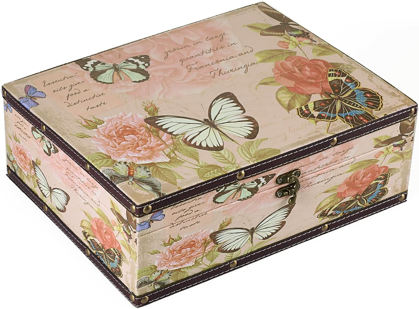 Amazon.com: ELLDOO Butterfly Treasure Chest Box, Large Capacity Wooden ...