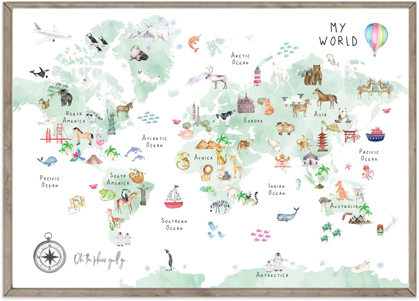 Amazon.com: Bon et Beau 32 x 24 Inch Embroidered USA Map Poster for ...