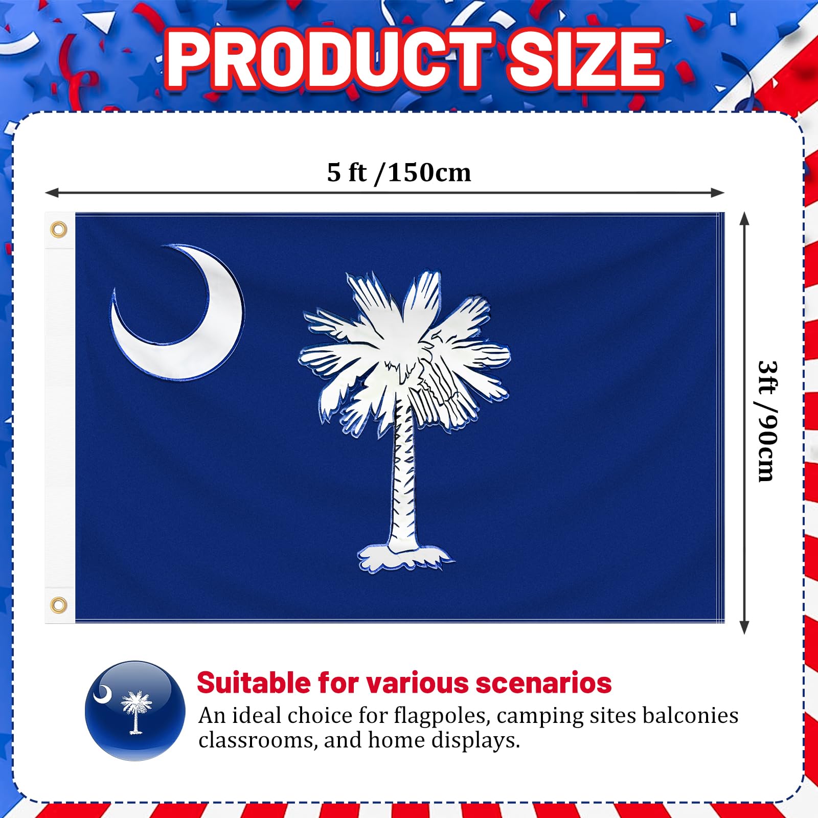 Snapklik.com : South Carolina Flag 3x5 FT Outdoor, Heavy Duty 210D ...