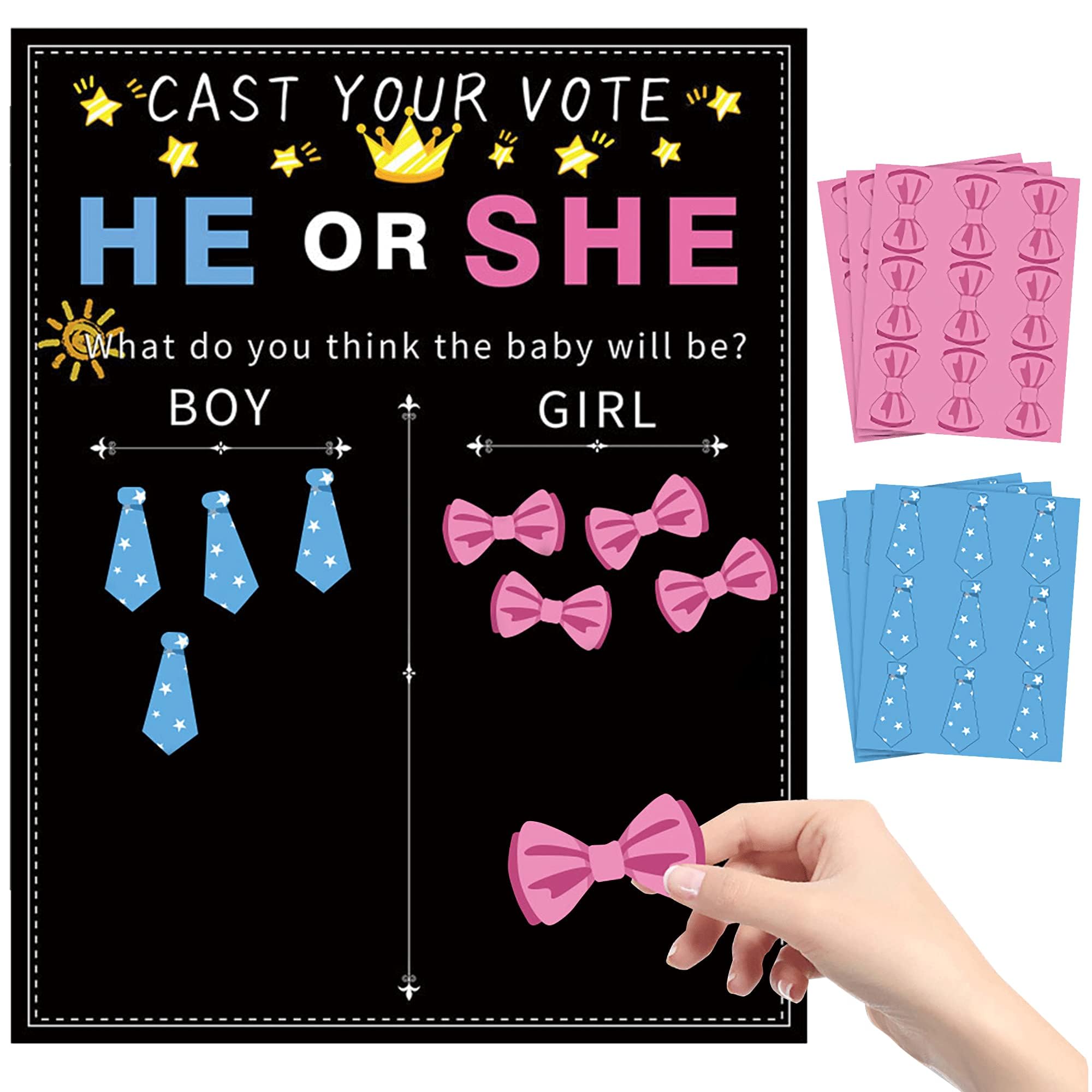 Buy Azonee Gender Reveal Voting Game, 54pcs Girl Or Boy Voting Stickers ...