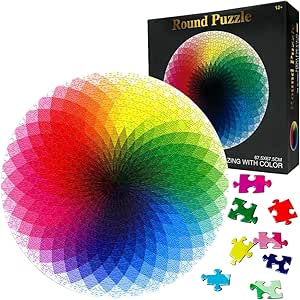 HUADADA Puzzle 1000 Teile,Puzzle für Erwachsene, Runde Puzzle farbenfrohes Legespiel ...