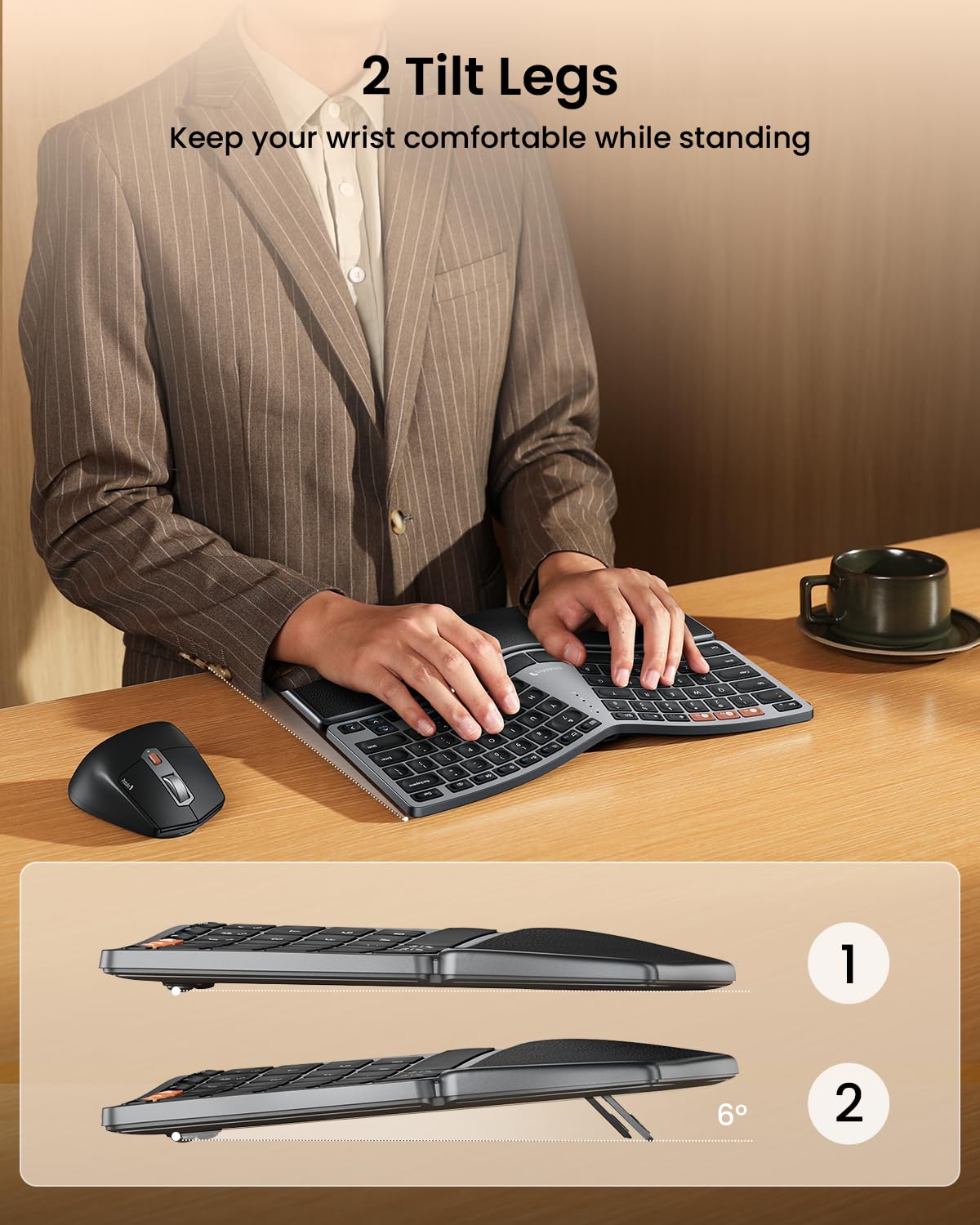 Snapklik.com : ProtoArc Bluetooth Ergonomic Keyboard Mouse, EKM04 Mini ...