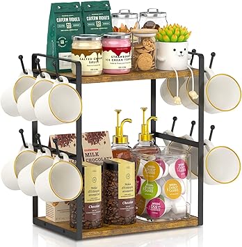 Amazon.com: EsLuker.ly Coffee Station Bar Organizer Mug Holder Stand ...