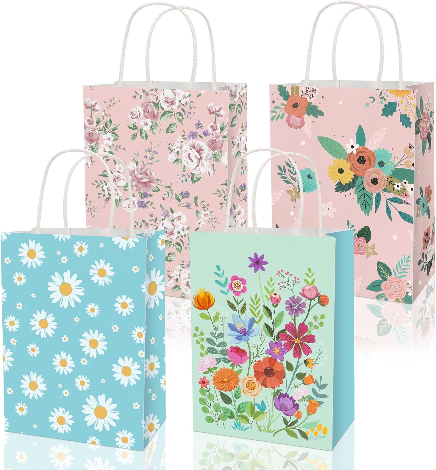Amazon.com: Chiisong 24 Pcs Floral Gift Bags Watercolor Hydrangea Paper ...