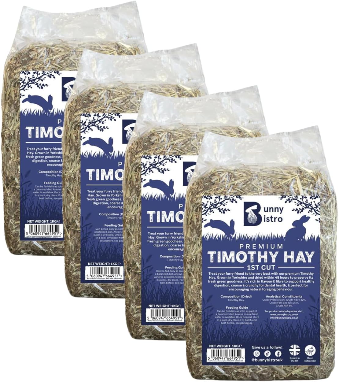 Bunny Bistro Premium Timothy Hay 1st Cut 4kg | Natural UK Grown Hay for ...