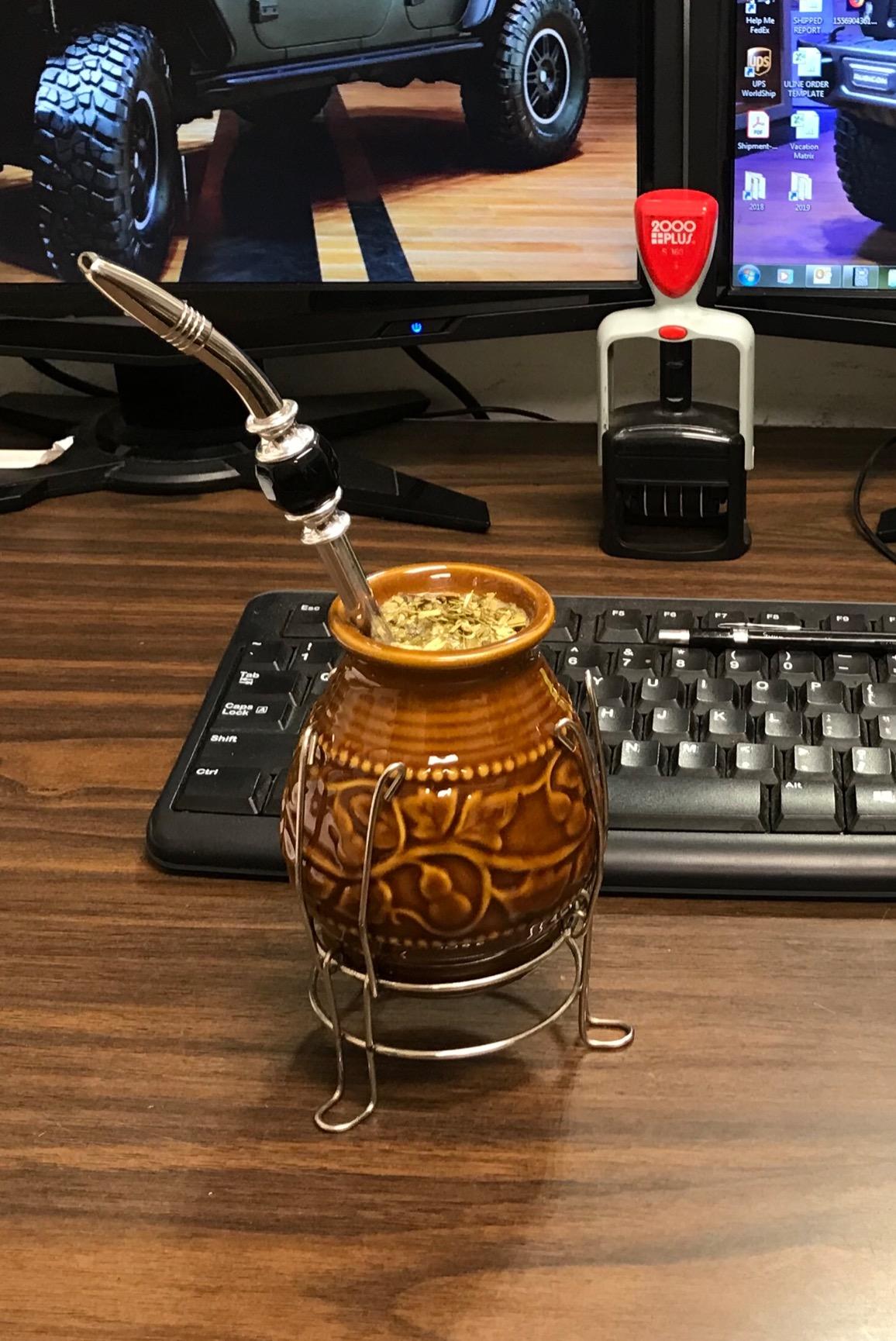 Amazon.com | ATAZUA Ceramic Yerba Mate Gourd With Emboss Calabash ...