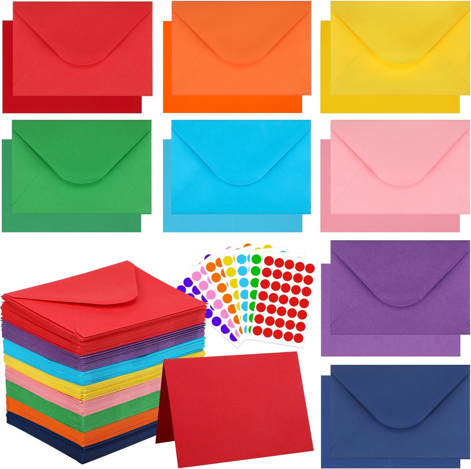 Amazon.com : Yeaqee 200 Pack Blank Cards with Envelopes and Stickers ...