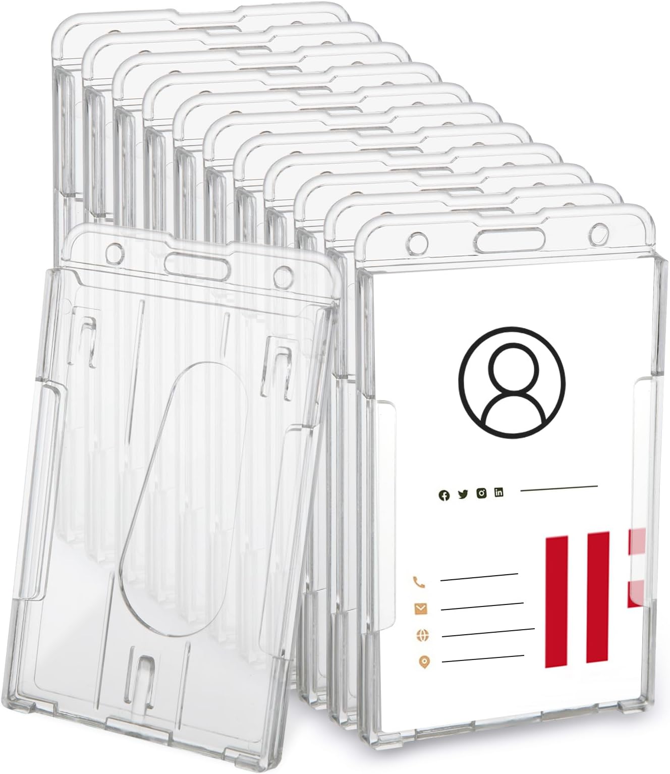 LDXDRU 20 Pack 60 x 85mm Hard Plastic ID Card Holders, Vertical Clear ...