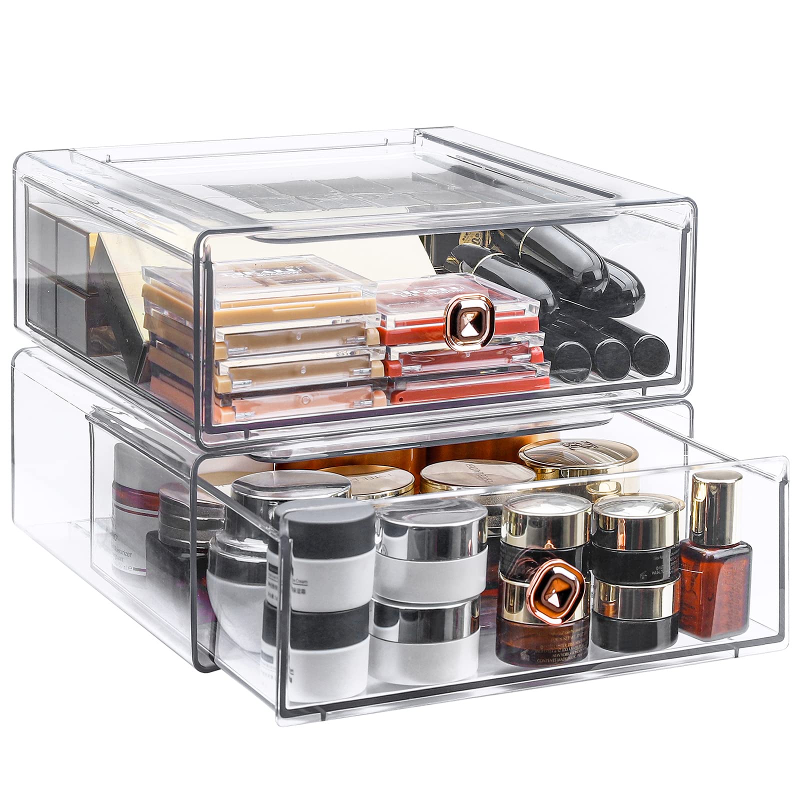 Homde Stackable Storage Containers Box with Pull-Out Drawer - Stacking ...