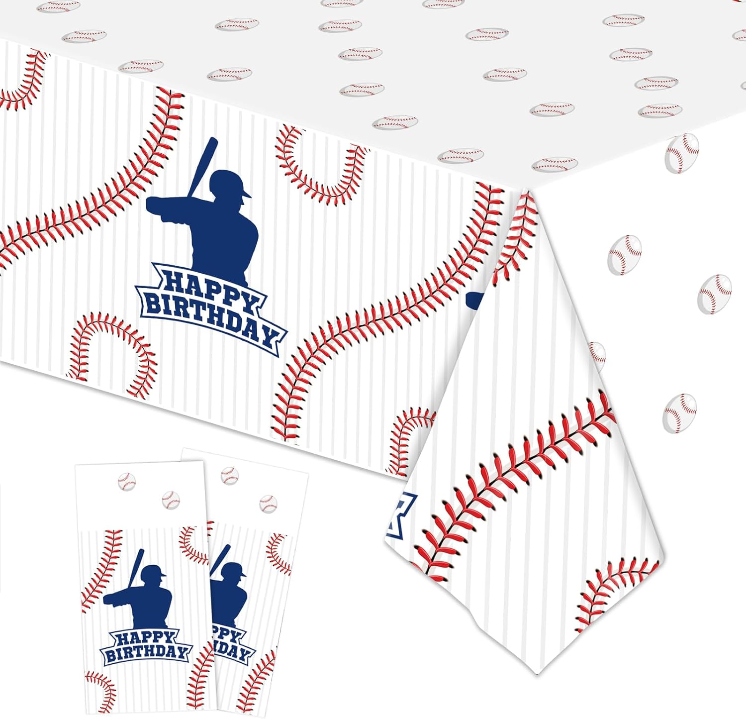 Amazon.com: KFJBPB 2 Packs Baseball Tablecloth Plastic 54 X 108Inch ...