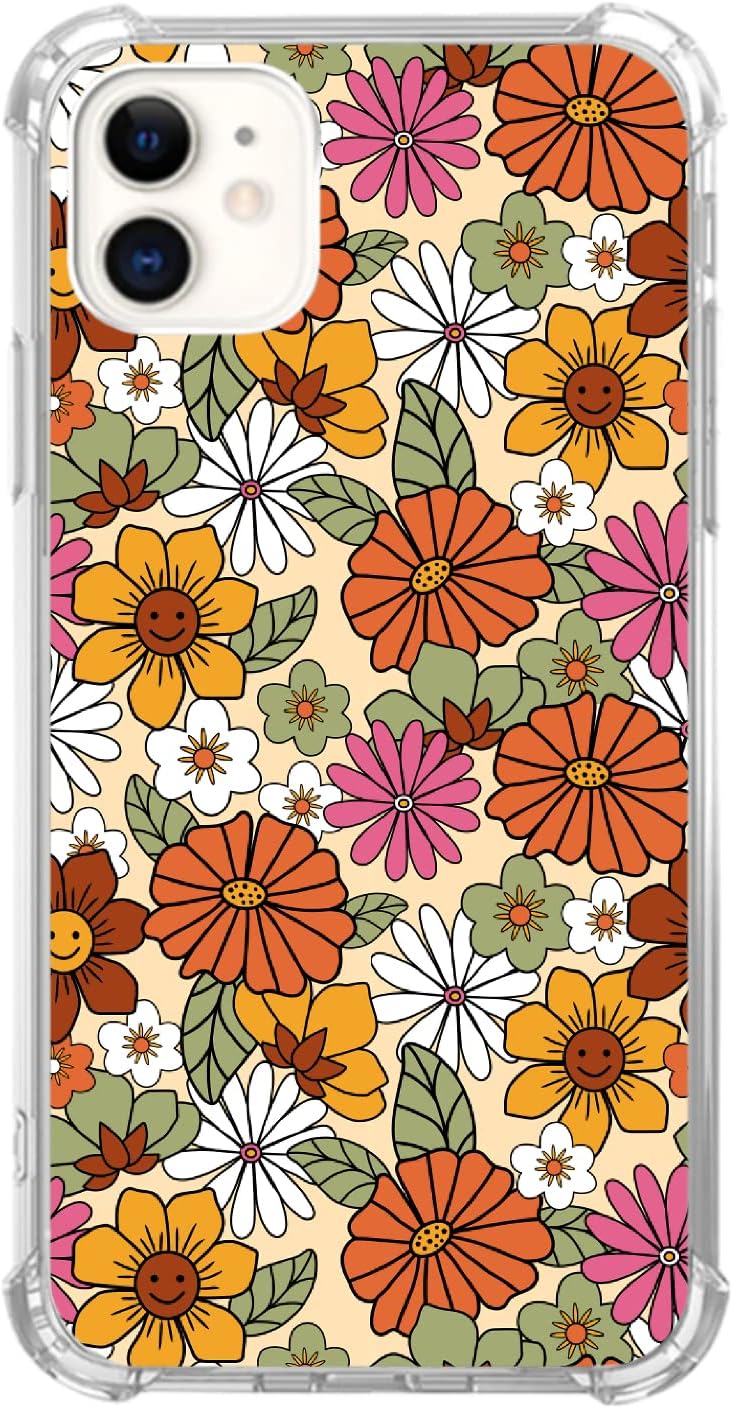 Amazon.com: Vusbvelnot Hippie Retro Flowers Case Compatible with iPhone ...
