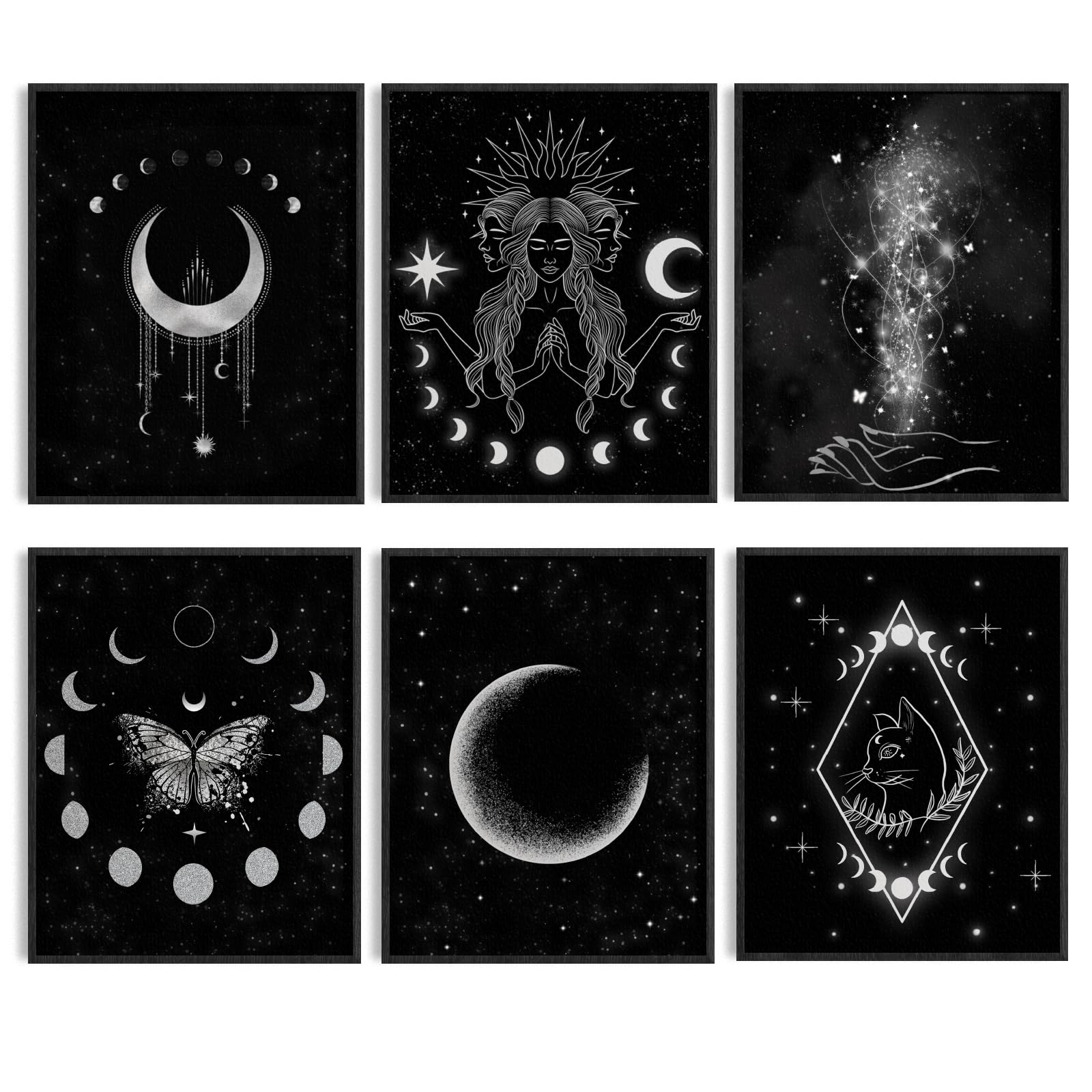 Amazon.com: ORIGACH Moon Phases Wall Art Prints, Set of 6, Minimalist ...