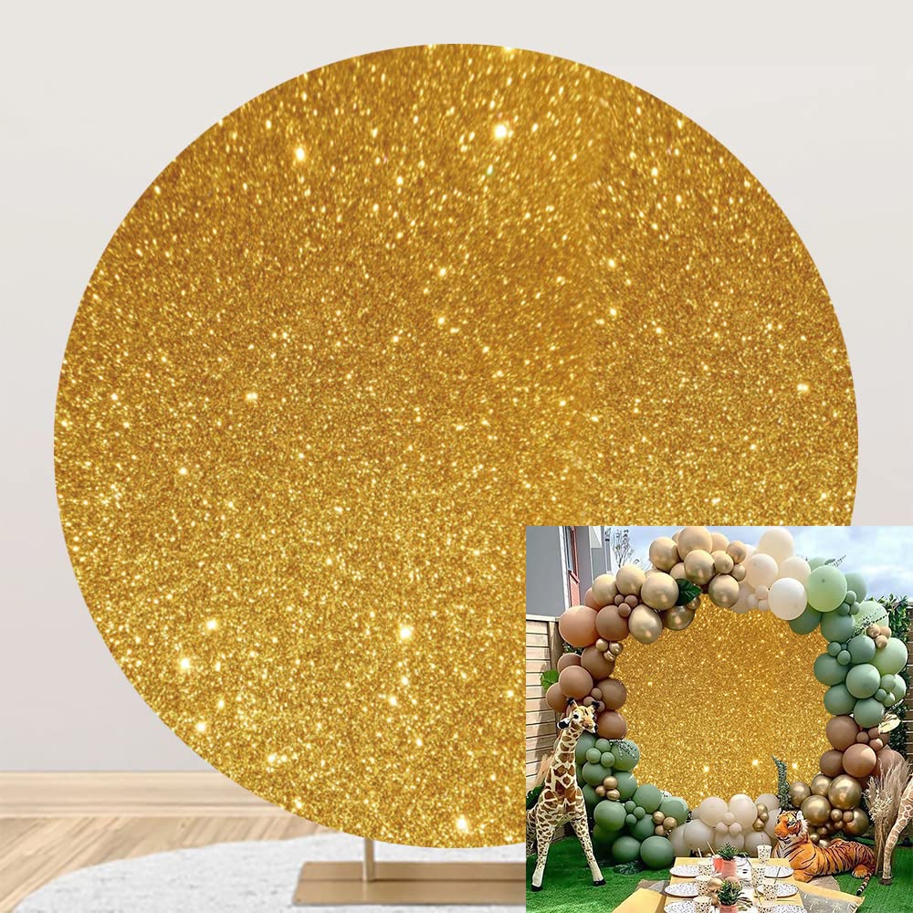 Amazon.com : Laeacco 6.5x6.5ft Glitter Gold Round Backdrop Shiny Gold ...