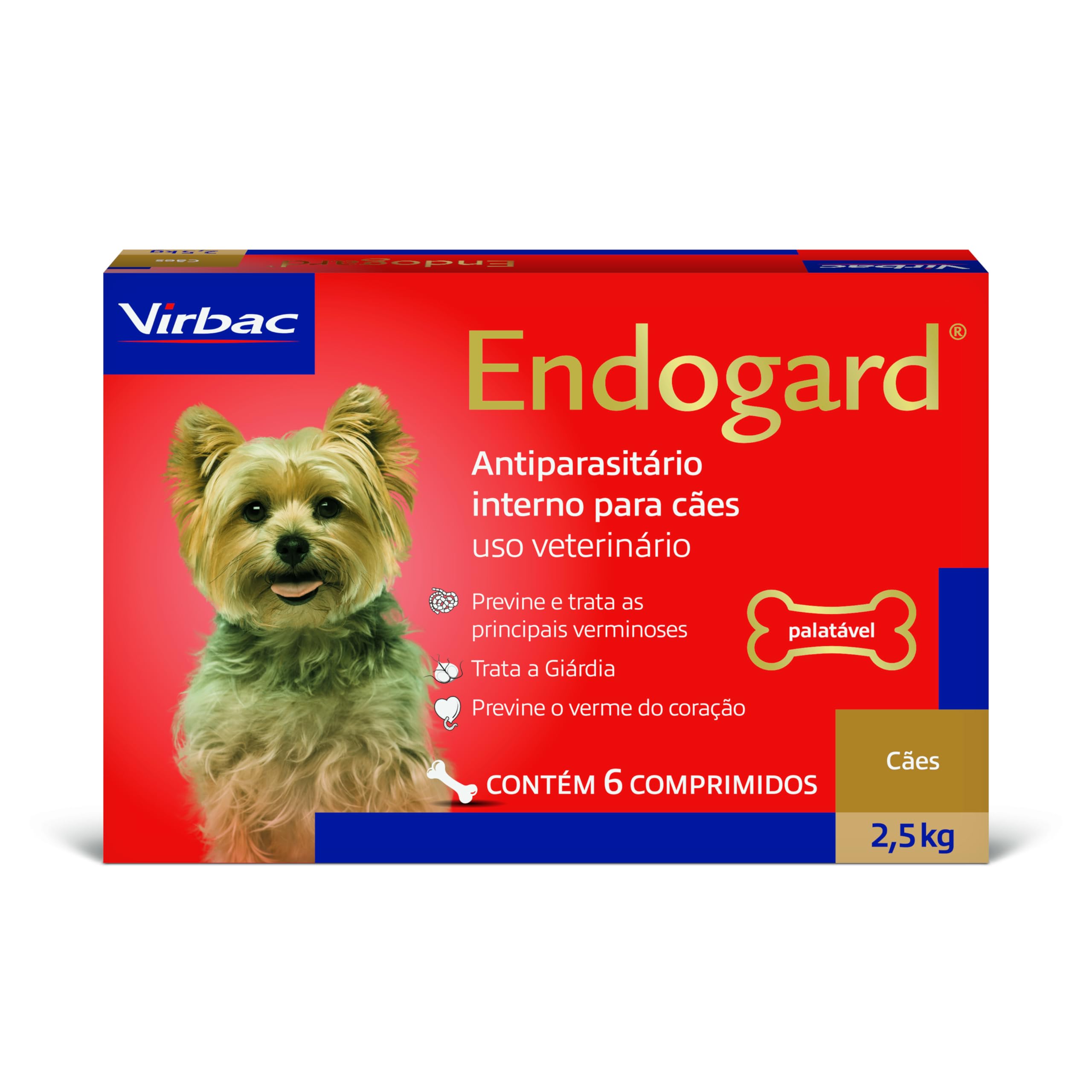 Virbac Endogard Vermífugo para Cães até 2,5 Kg C/ 6 Comprimidos : Amazon.com.br: Pet Shop