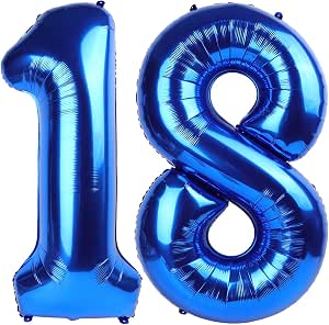 Amazon.com: Navy Blue Number 18 Balloon 40 inch, 18 Number Balloons ...
