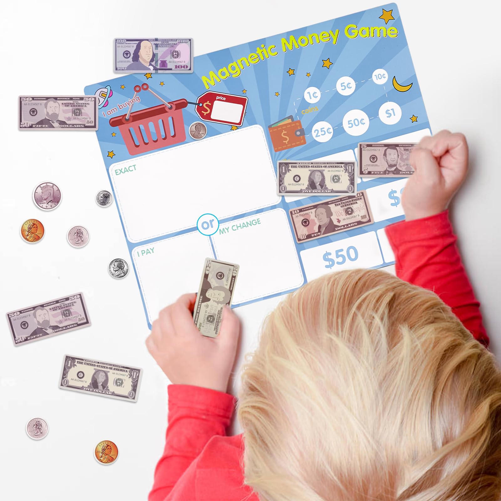 Snapklik.com : 92 PCS Magnetic Money For Kids, Play Money For Teaching ...