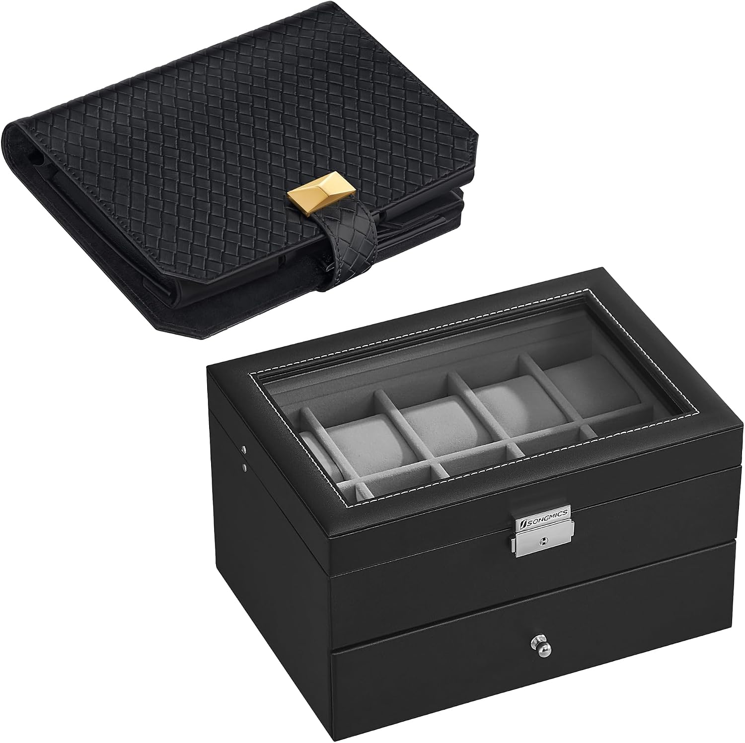 Amazon.com: SONGMICS 20-Slot Watch Box and 3-Slot Watch Travel Case ...