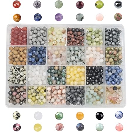 Amazon.com: 720pcs 6mm Natural Round Stone Beads Gemstone Beading Hole ...