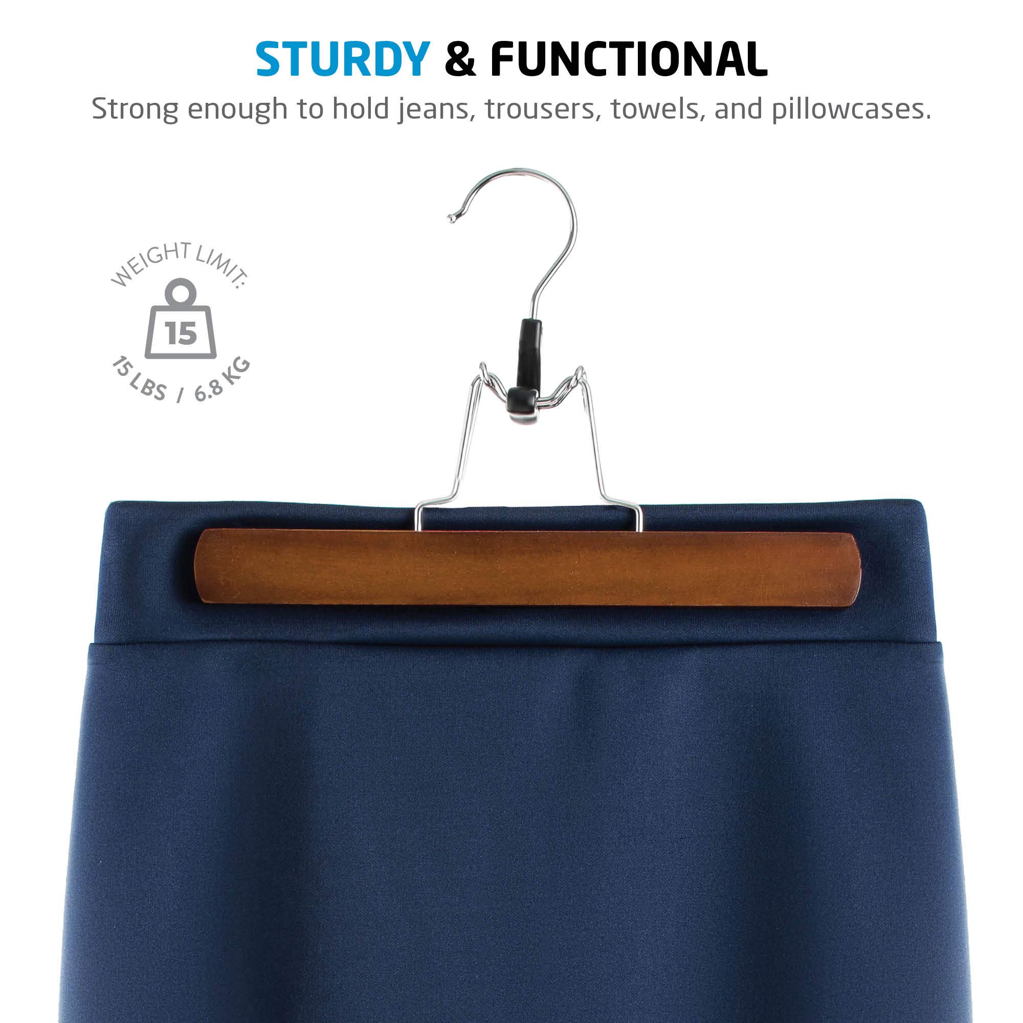 High-Grade Wooden Pants Hangers with Clips 20 Pack Non Slip Skirt ...