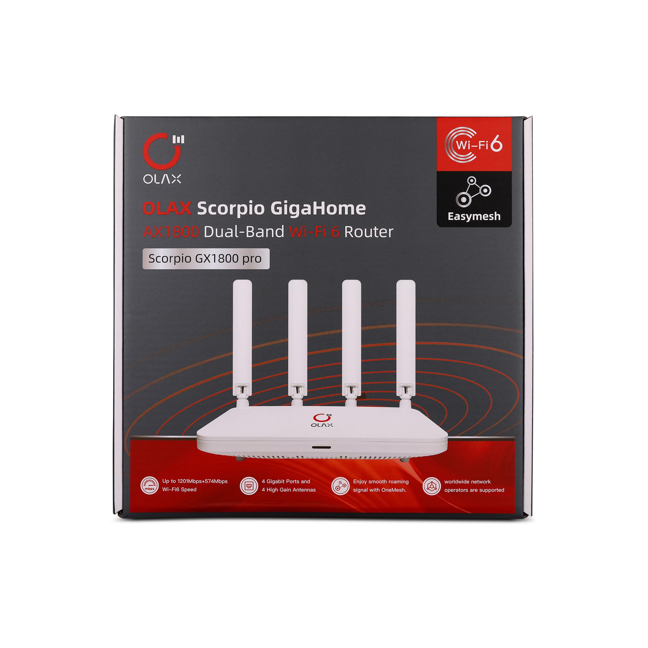 Amazon.com: Scorpio Giga Home Olax AX1800 Dual-Band Wi-Fi 6 Router ...