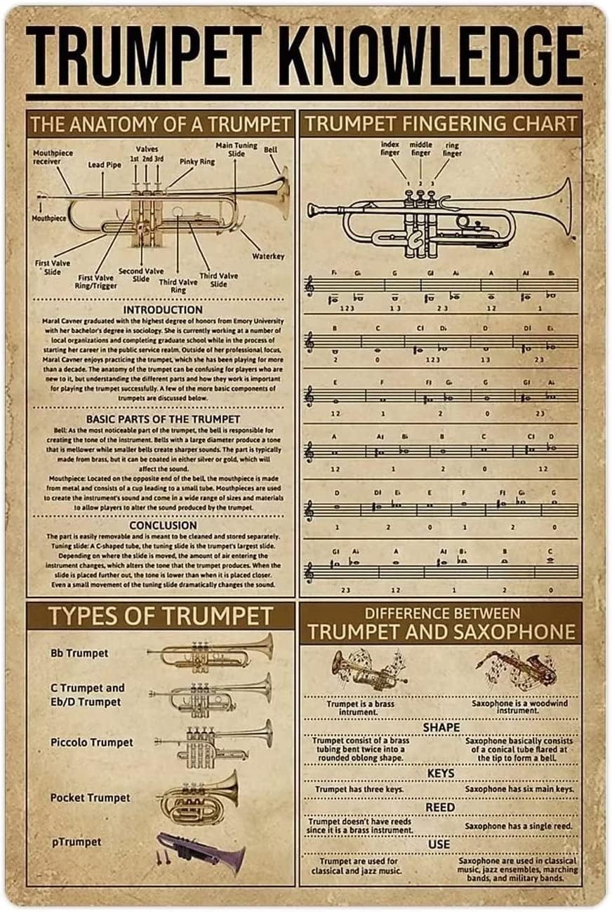 Amazon.com: Starotore Trumpet Knowledge Metal Tin Signs Retro Trumpet ...