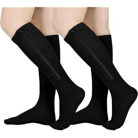 Amazon.com: Ailaka Medical 15-20 mmHg Zipper Compression Socks Women ...