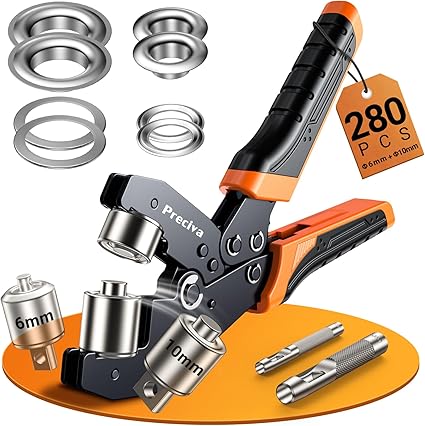 Preciva Grommet Tool Kit of 3/8" and 1/4", Interchangeable Double Head ...