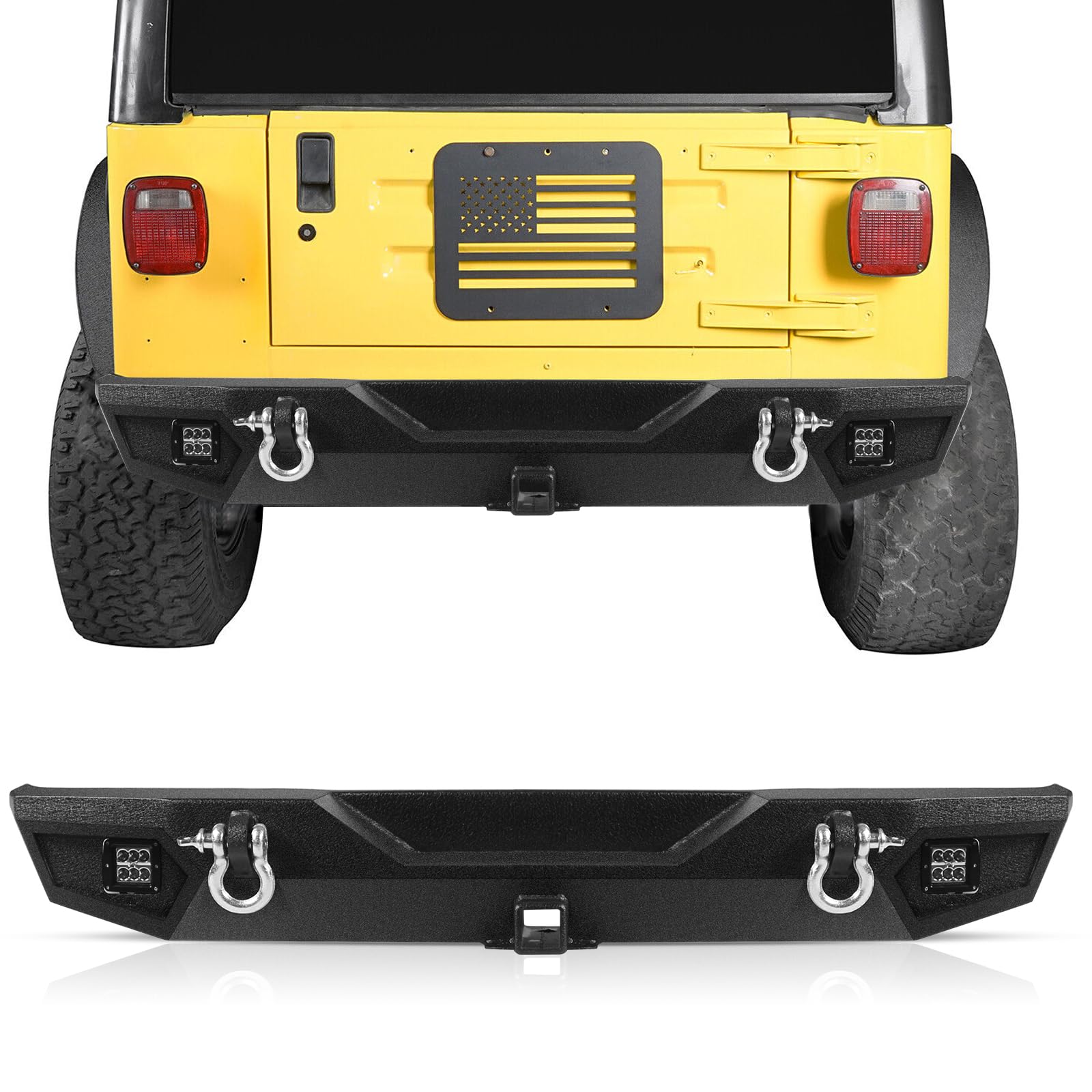 Amazon.com: Peforway Rear Bumper fit for Jeep Wrangler TJ & YJ 1987 ...