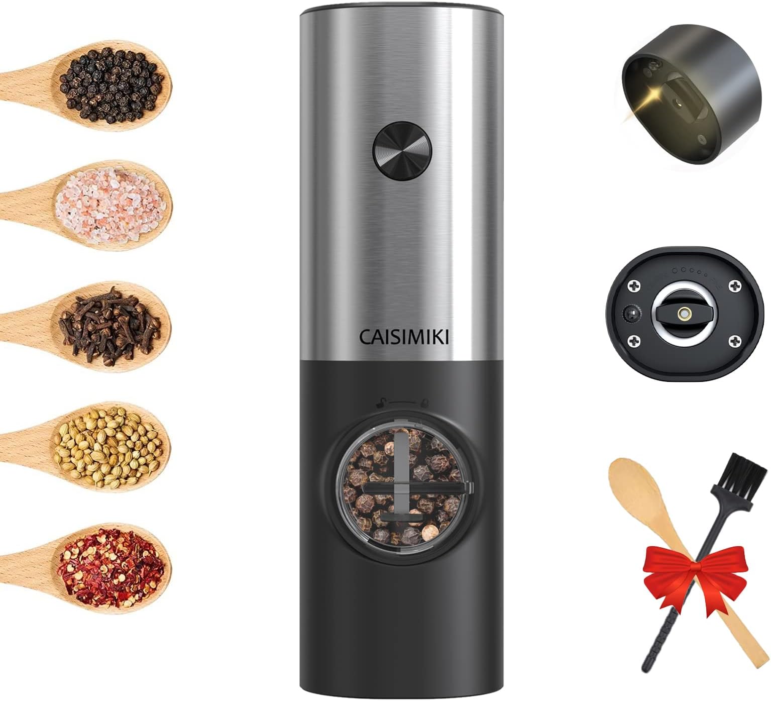 Amazon.com: Electric Salt and Pepper Grinder– Premium Black Mini ...