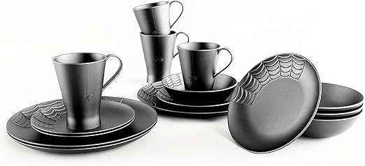 Amazon.com | Nomnu Spiderweb Dinnerware Set (16 Pieces) - Goth ...