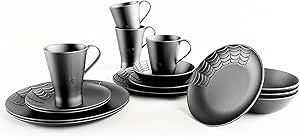 Nomnu Spiderweb Dinnerware Set (16 Pieces) - Gothic Kitchen Decor ...