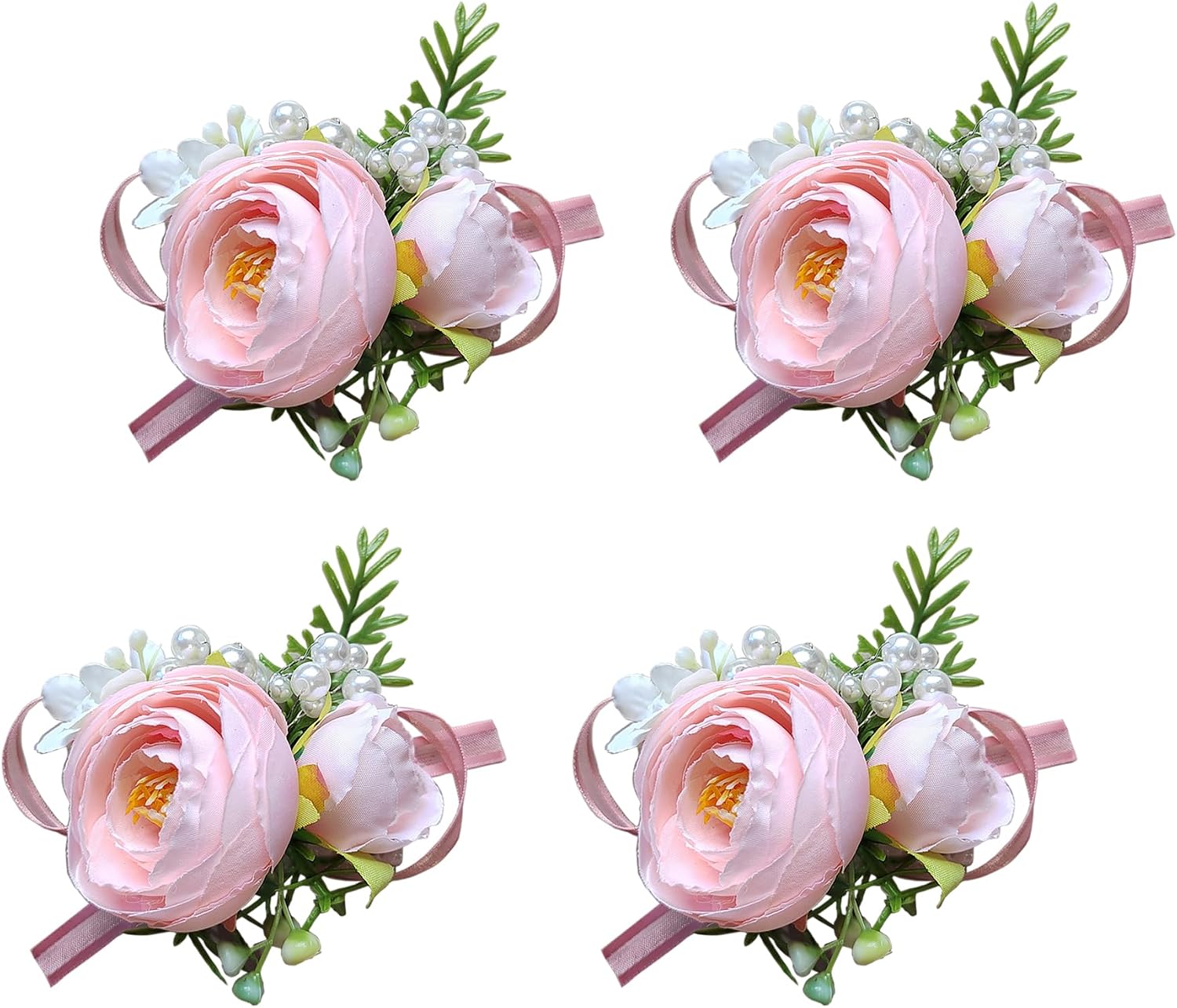 Amazon.com: Opopla Wrist Corsage,Corsages for Wedding,Pink,Set of 4 ...