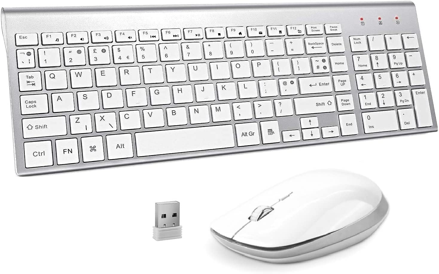 Wireless Keyboard and Mouse, GALENMORO QWERTY UK USB Ful-Size Stylish ...